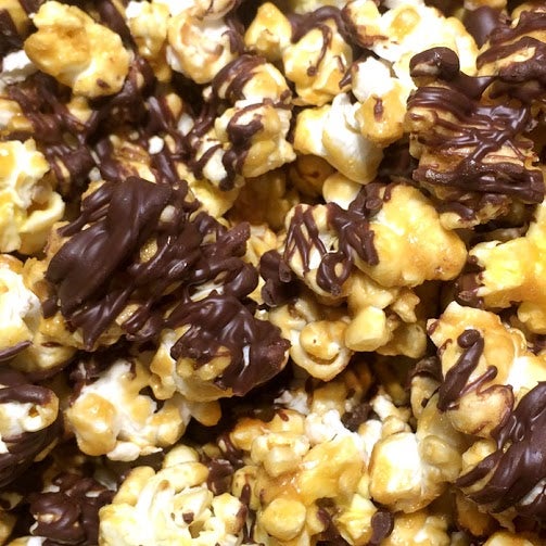 Chocolate Drizzled Caramel Popcorn | Jolly Time Koated Kernels